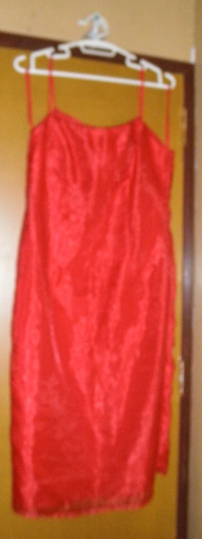 Red Shantung Filipiniana Spaghetti Strap Gown, Women's Fashion, Dresses ...