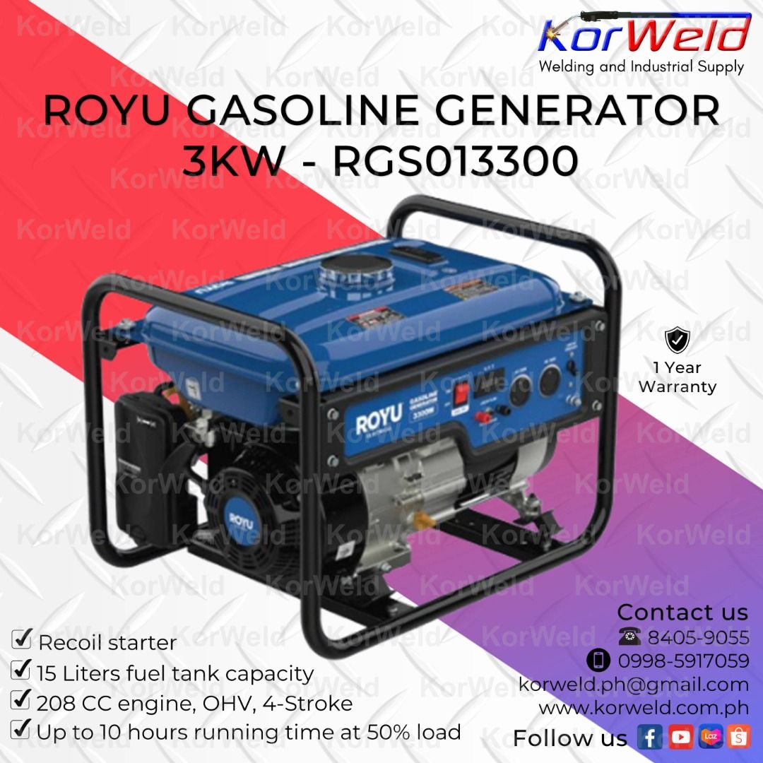 Royu Gasoline Generator 3KW-RGS01300, Commercial & Industrial ...