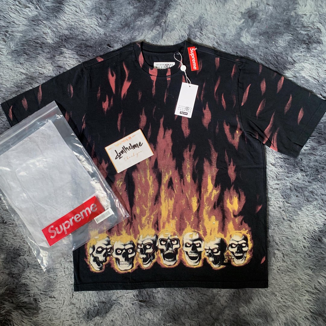 Supreme x Maison Margiela x Liquid Blue Skulls Tee, Men's Fashion, Tops ...