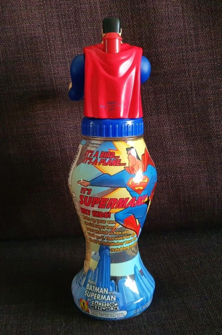 Vintage 2001 Belly Washers DC Comics Superman Topper Bottle Cartoon ...