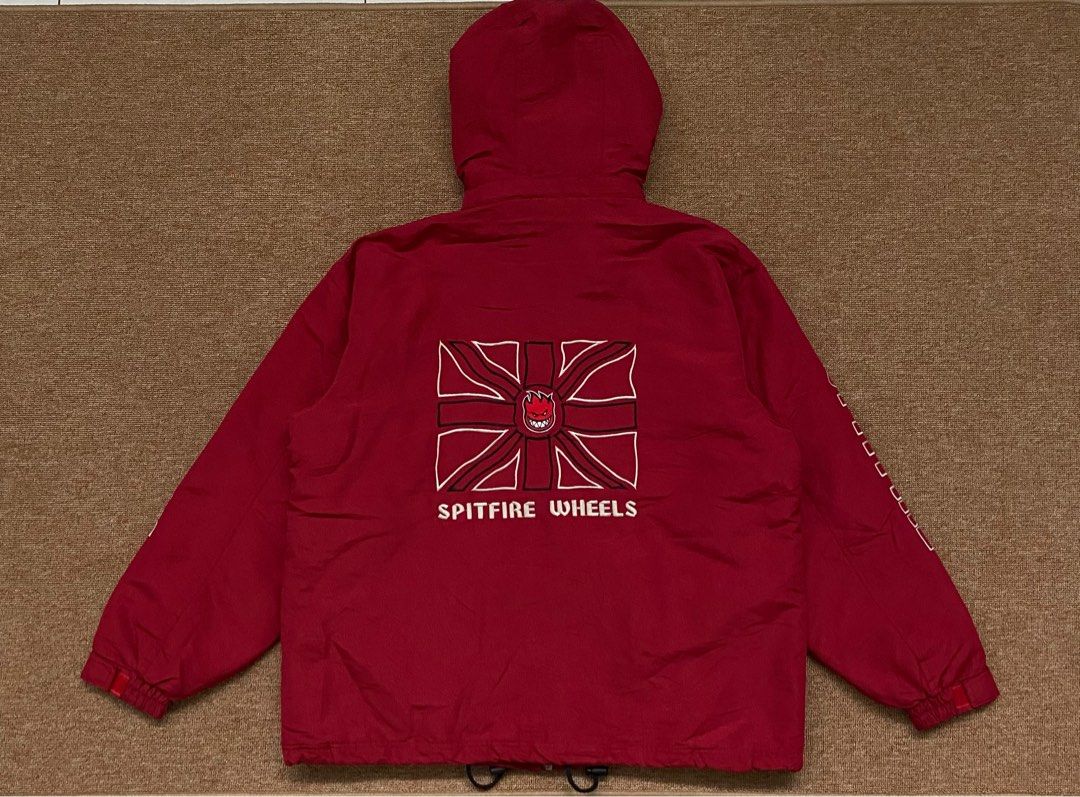 Vintage Spit Fire Wheels Skateboard Jacket, Fesyen Pria, Pakaian , Baju ...