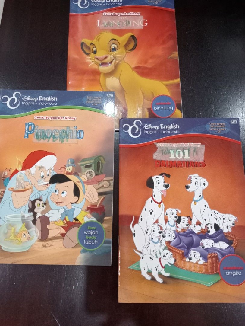 Buku cerita bergambar Disney (Lion King, Pinnochio, 102 Dalmatian ...