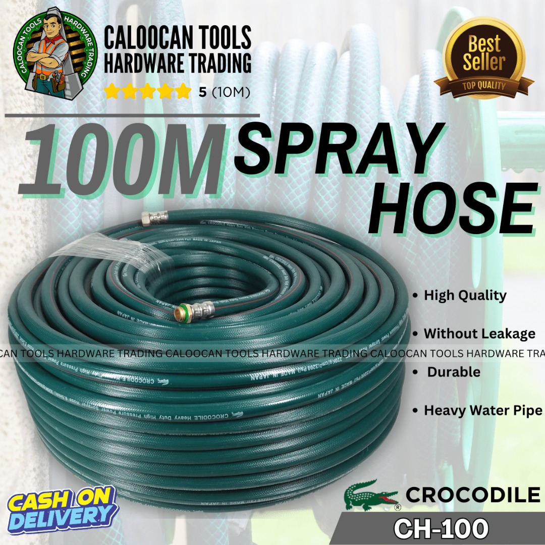 Crocodile 100m Heavy Duty High Pressure Sprayer Hose Green 3200psi (CH-100), Commercial ...