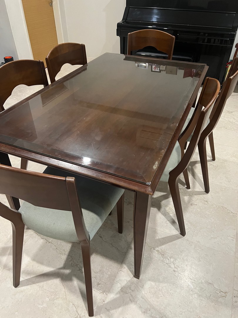Grange Cherry Wood Dining Table with 6 chairs, Furniture & Home Living ...
