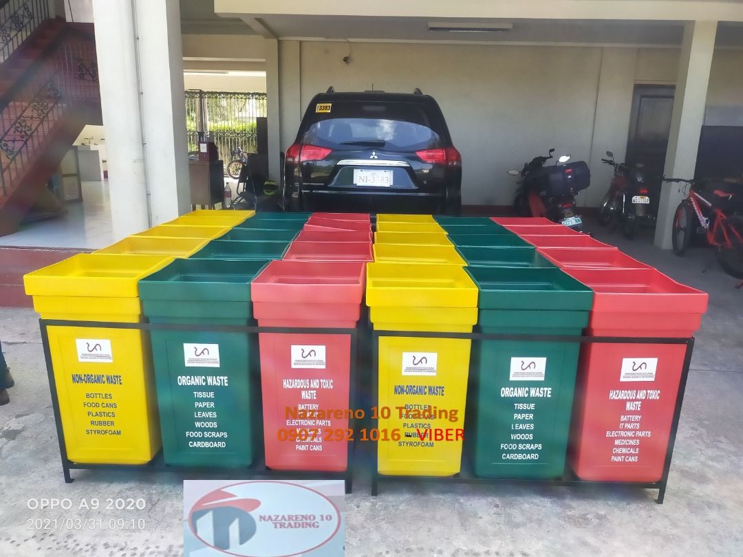 Hooded trash bin segregation 399, Furniture & Home Living, Cleaning ...