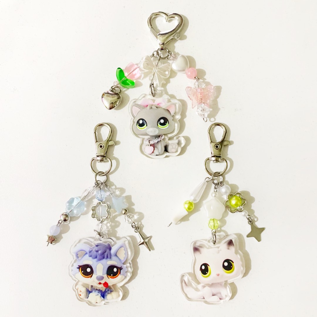 LPS littlest pet shop acrylic beaded keychain, Hobbies & Toys, Toys ...