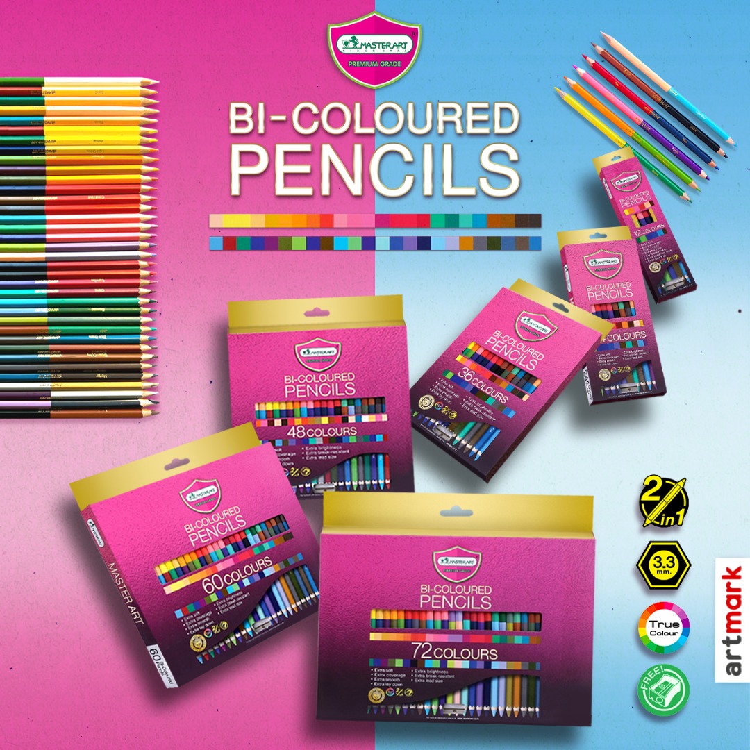 Master Art 2-in-1 Bi-Colour Pencil Set 12, 24, 36, 48, 60, 72 - High ...