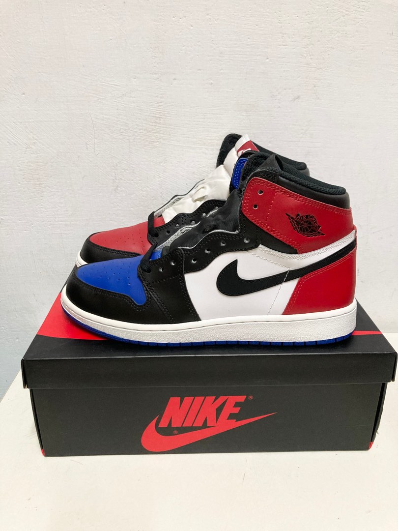 Nike Jordan 1 Retro Top 3 OG GS 休閒鞋 運動鞋 AJ1 喬丹 黑紅 黑藍 Lebron James, 她的時尚, 鞋類, 運動鞋、球鞋在旋轉拍賣