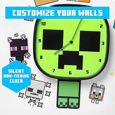 PALADONE MINECRAFT CREEPER GLOW IN THE DARK WALL CLOCK, Furniture ...