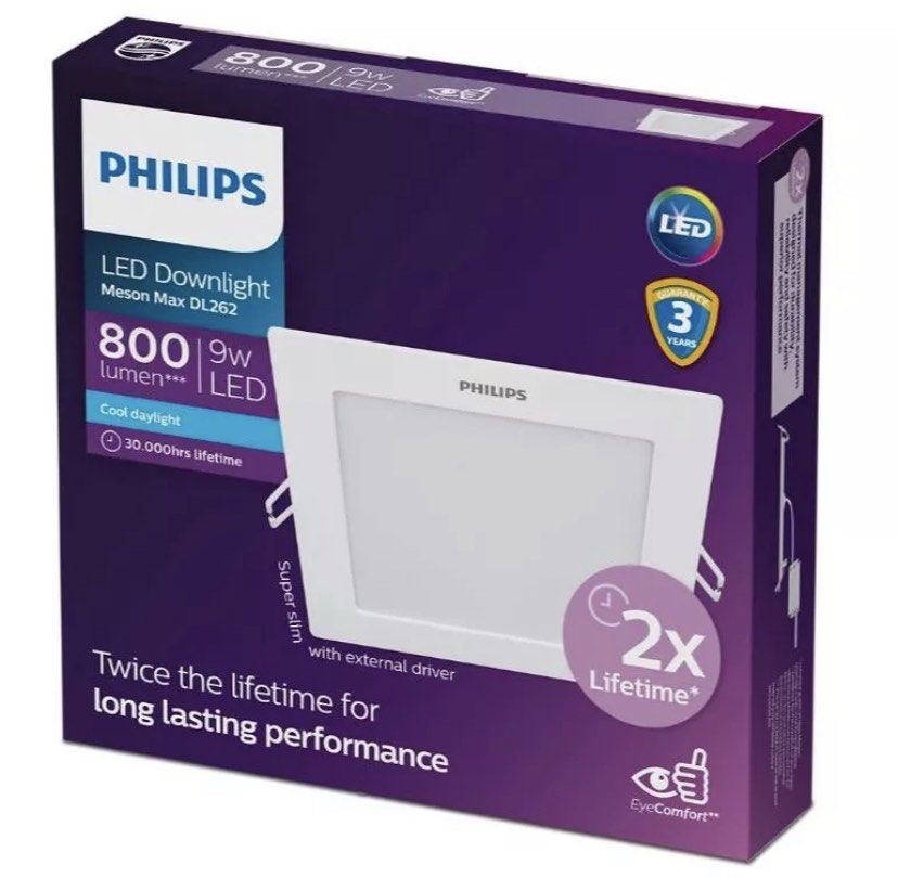 Philips Meson Max DL262 Downlight in Square. Ceiling Light / Recessed ...