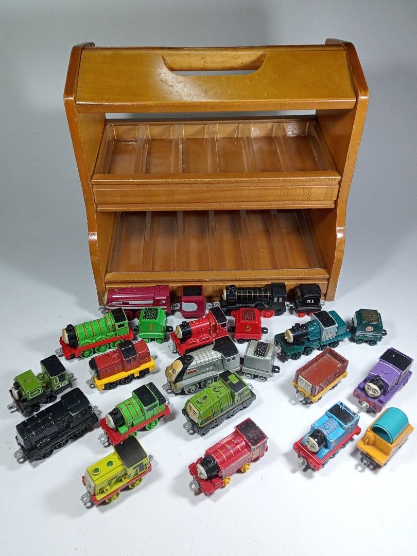 RARE Thomas train Wooden carry and storage with 17 trains set, Hobbies ...