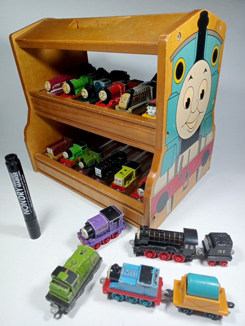 RARE Thomas train Wooden carry and storage with 17 trains set, Hobbies ...