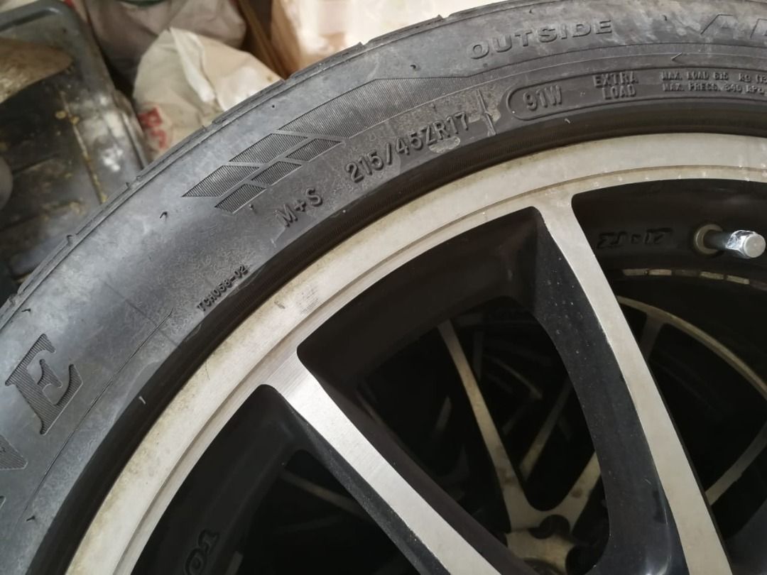 Rim 17 tayar tire 215 45 17 pcd 4x100 pcd 4x114 proton wira gen2 ...