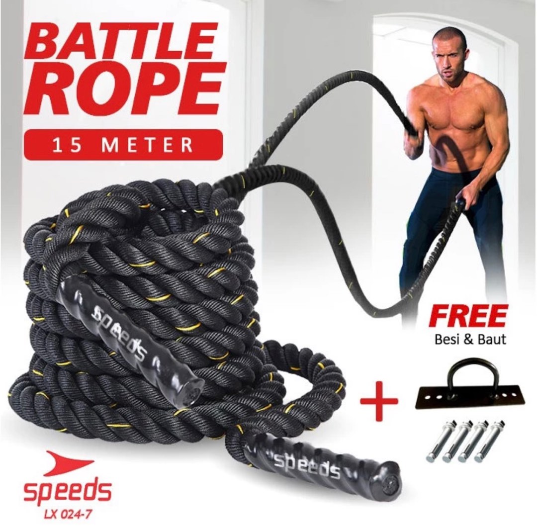 SPEEDS BATTLE ROPE 15 meter dengan baut, Olah Raga, Baju Olahraga di ...