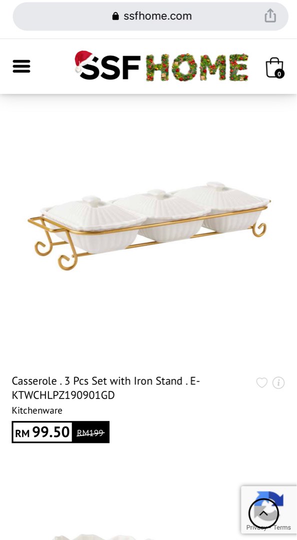 SSF Casserole . 2 Pcs Set with Gold Iron Stand, Furniture & Home Living ...