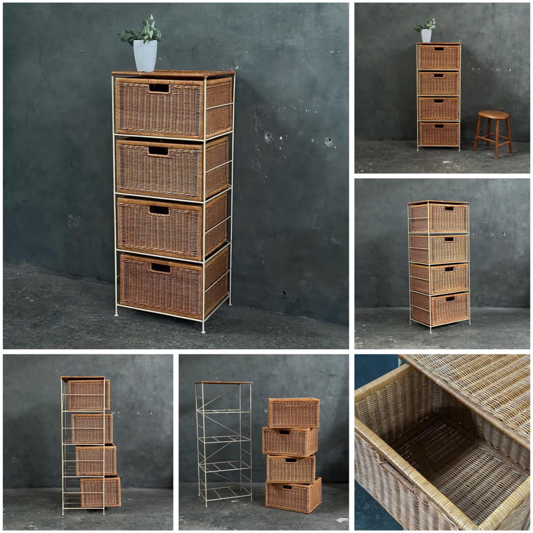 Steel frame rattan drawer, Furniture & Home Living, Home Improvement ...