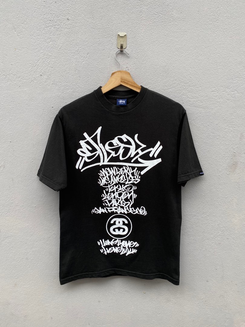 Vintage Stussy x SLICK Custom Made World Tour OG Tee, Men's Fashion ...