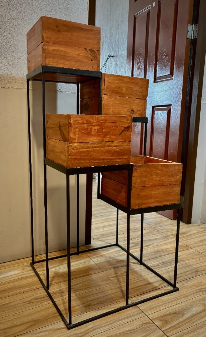 Wooden plant boxes with stand, Furniture & Home Living, Home Decor ...