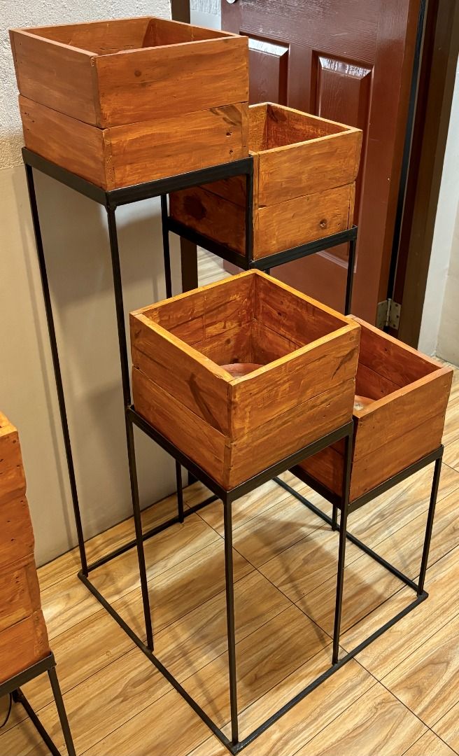 Wooden plant boxes with stand, Furniture & Home Living, Home Decor ...