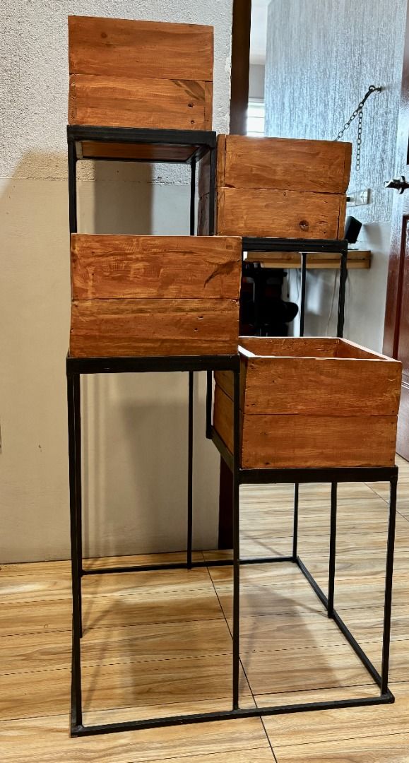 Wooden plant boxes with stand, Furniture & Home Living, Home Decor ...