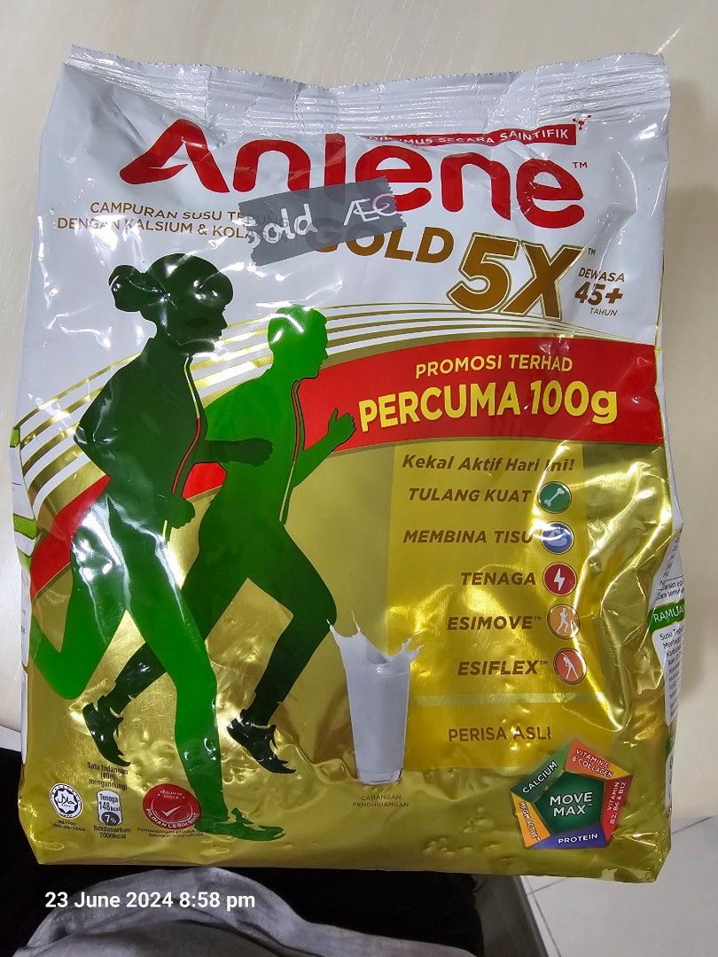 Anlene milk powder Gold 5X 1kg + 0.1kg, Food & Drinks, Other Food ...