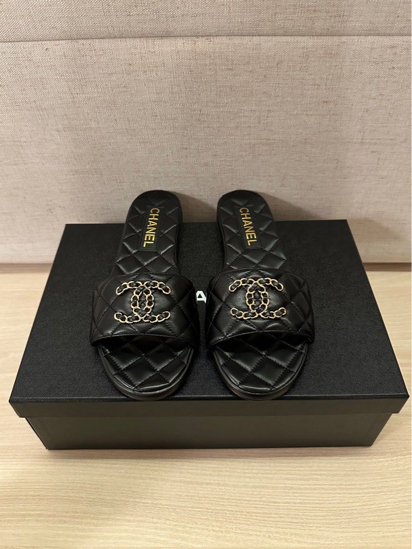 Brand New Authentic Chanel Black Classic Mules Sandals in Size 37 ...