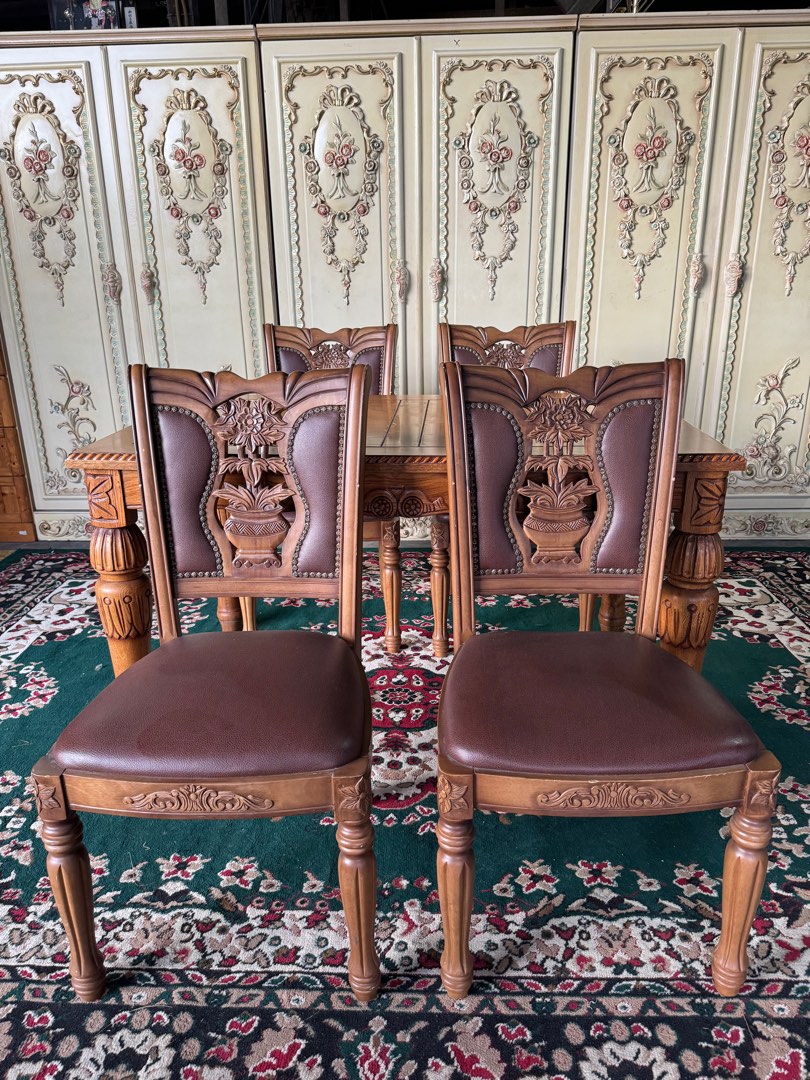 Elegant solid wood UKIT DINING TABLE AND CHAIRS, Furniture & Home ...