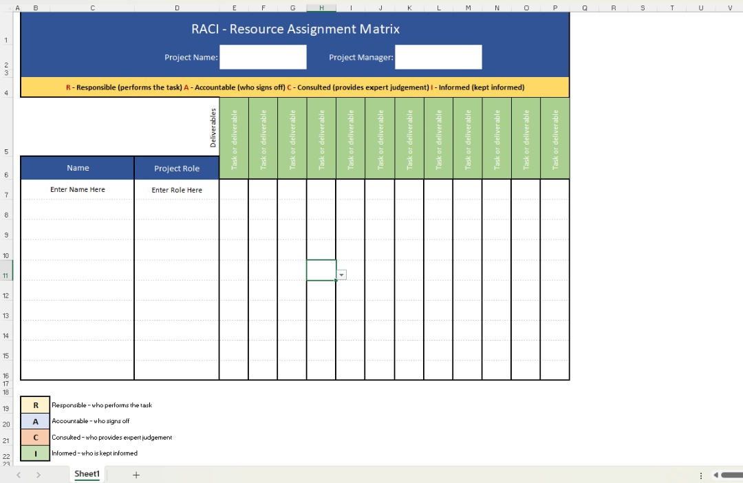 **EXCEL TEMPLATE** RACI Chart, Computers & Tech, Parts & Accessories ...