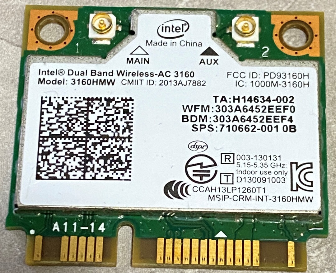 Intel Wireless-AC 3160 3160HMW 雙頻 Wifi+Bluetooth 卡, 電腦＆科技, 電腦周邊及配件, 電腦 ...