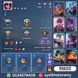 MLBB ACCOUNT, Video Gaming, Video Games, Others on Carousell