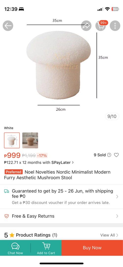 Nordic Aesthetic Mushroom stool chair, Furniture & Home Living ...