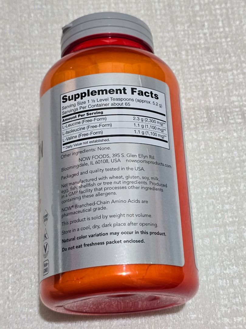 NOW Foods, 運動系列 支鏈氨基酸 營養粉, BCAA Powder 340G, 健康及營養食用品, 健康補充品, 健康補充品 ...