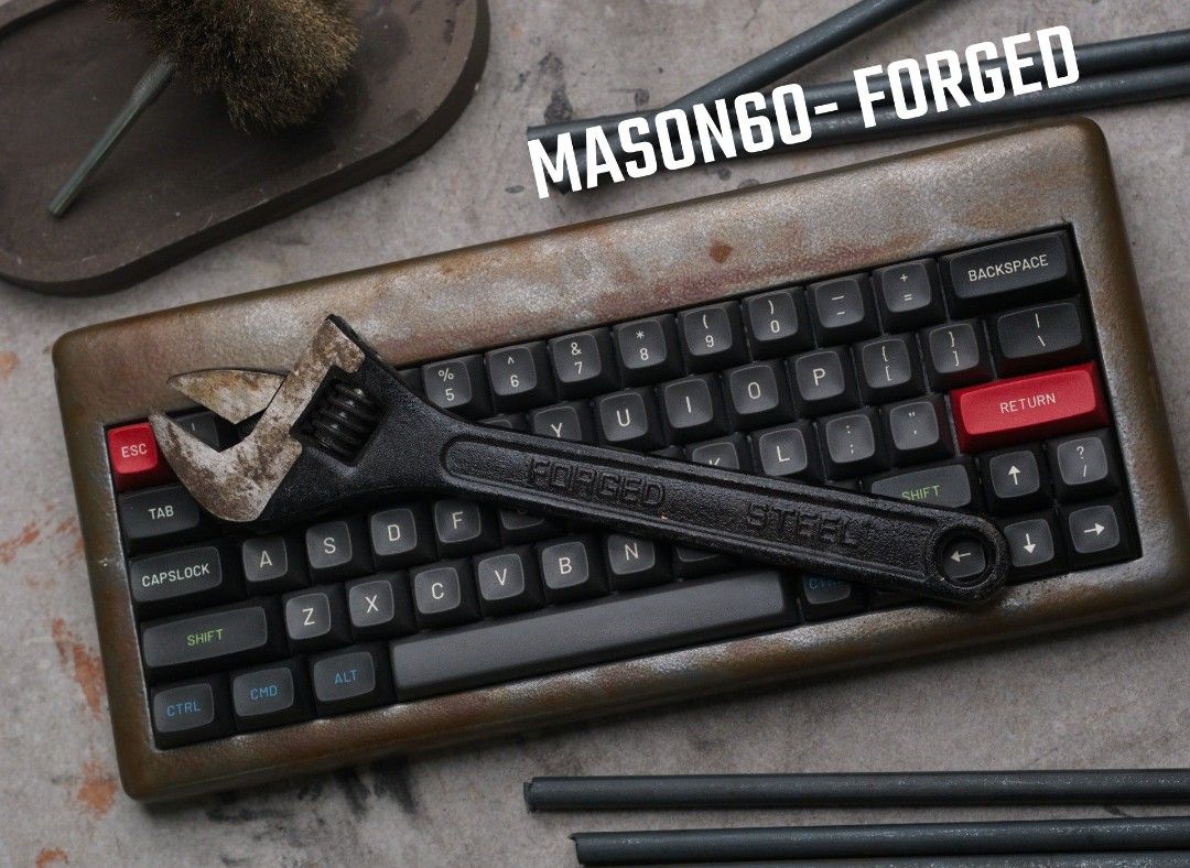 Rare & Limited Custom mechanical keyboard Forged: iron rust patina finish Mason60 Brazen Studio ...