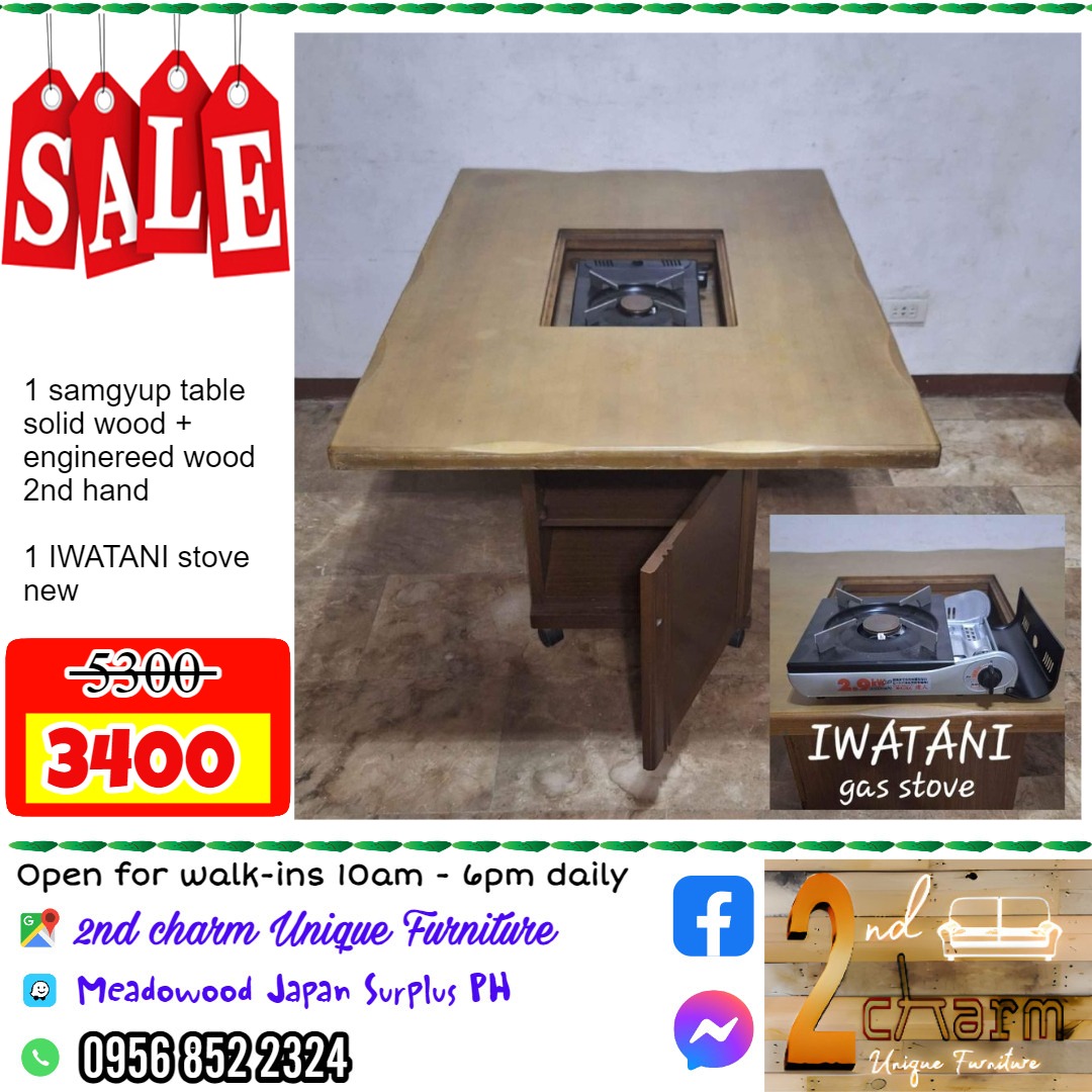 rolling samgyup table w/ stove SET, Furniture & Home Living, Furniture ...