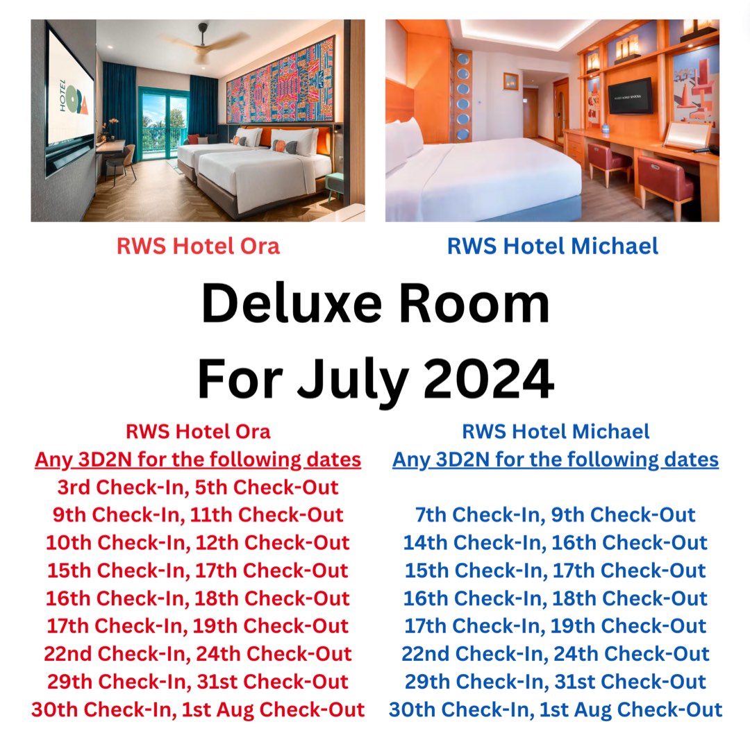 RWS Hotel Ora / Hotel Michael (July 2024), Tickets & Vouchers, Local ...