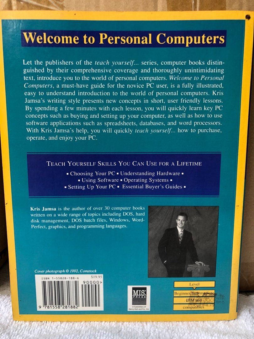 Vintage Book Welcome to Personal Computers by Kris Jamsa 1992, Hobbies ...