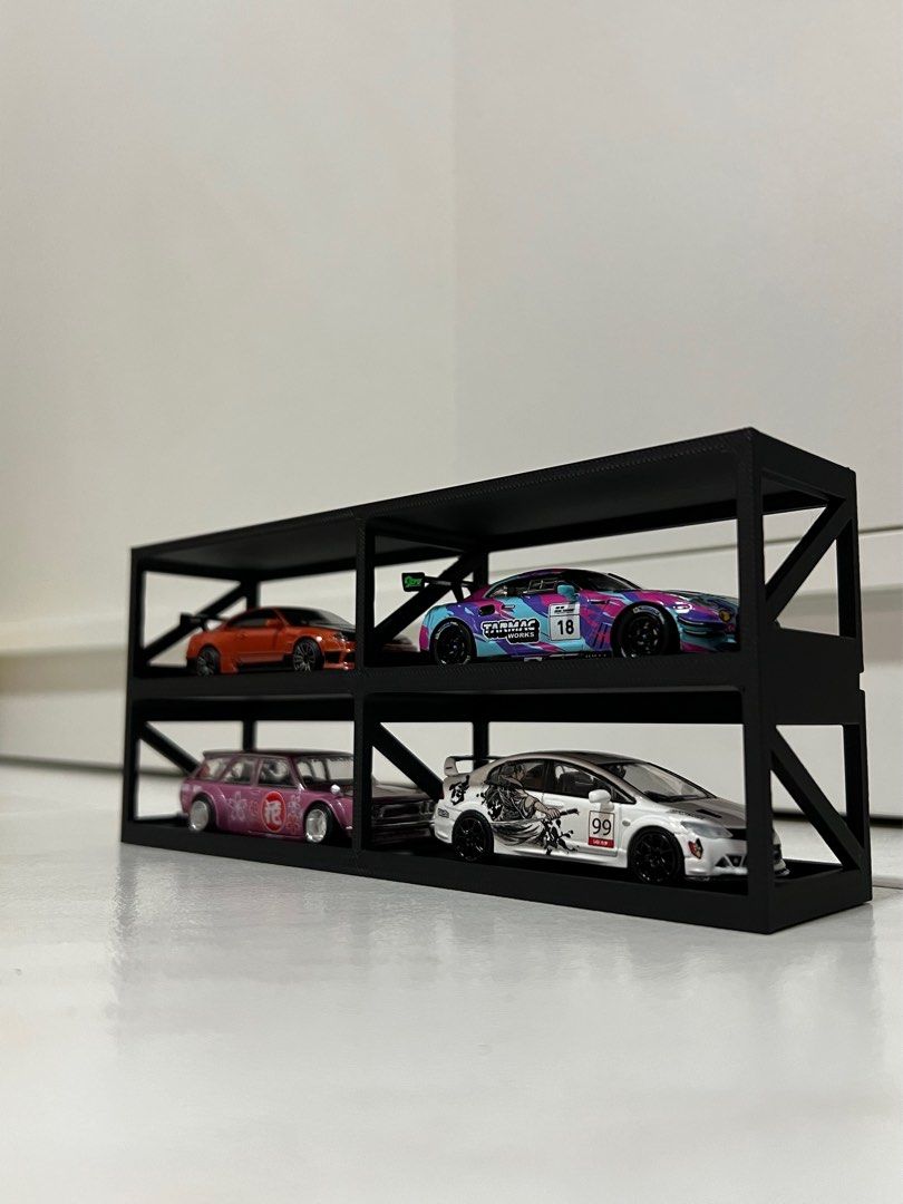 1/64 Scale Car Display Diorama, 4 cars per rack, Stackable. 3D printed ...