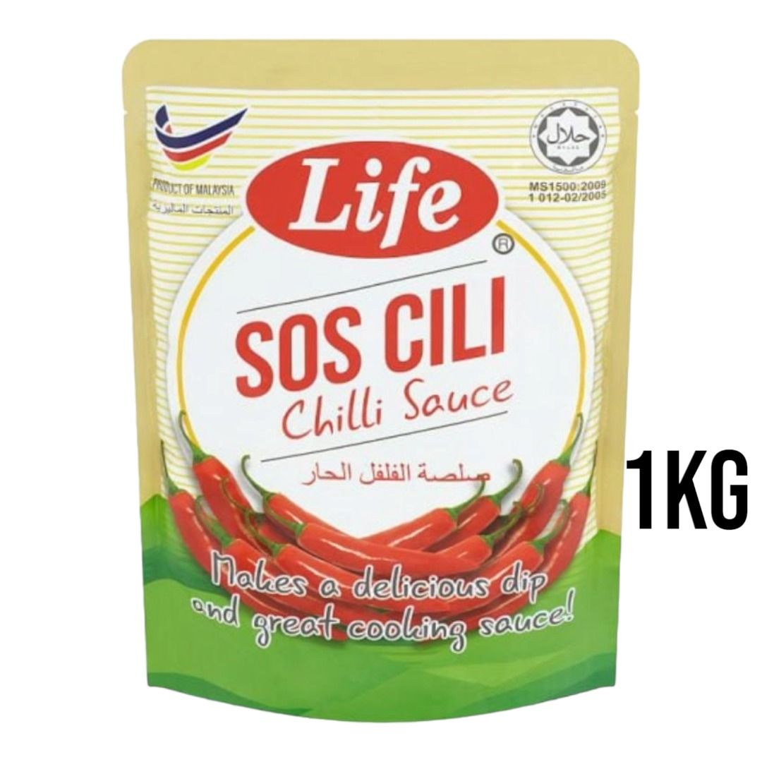 1kg Sos Cili Life Pouch Chilli Sauce Buatan Malaysia Sauce Spicy, Food ...