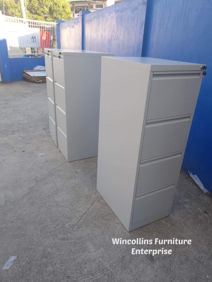 4 Drawers recessed handle steel vertical cabinet, Furniture & Home ...