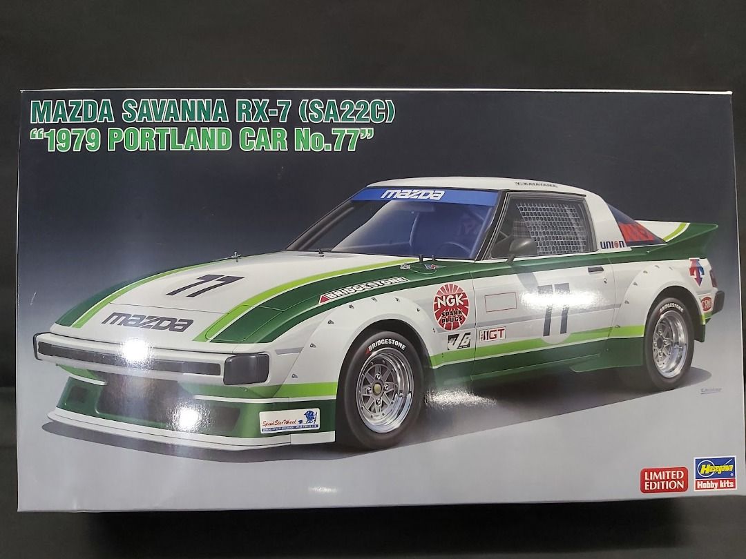全新 1/24 長谷川 萬事得 RX-7 賽車 限量版 拼裝模型 Hasegawa Mazda Savanna RX-7 (SA22C) 1979 Portland Car No.77 ...