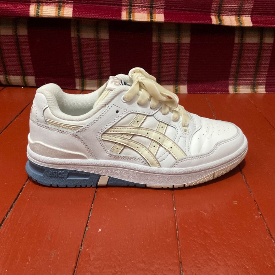 ASICS EX89 White/Birch Sneaker #tag Rare women Chunky cream blue ball ...