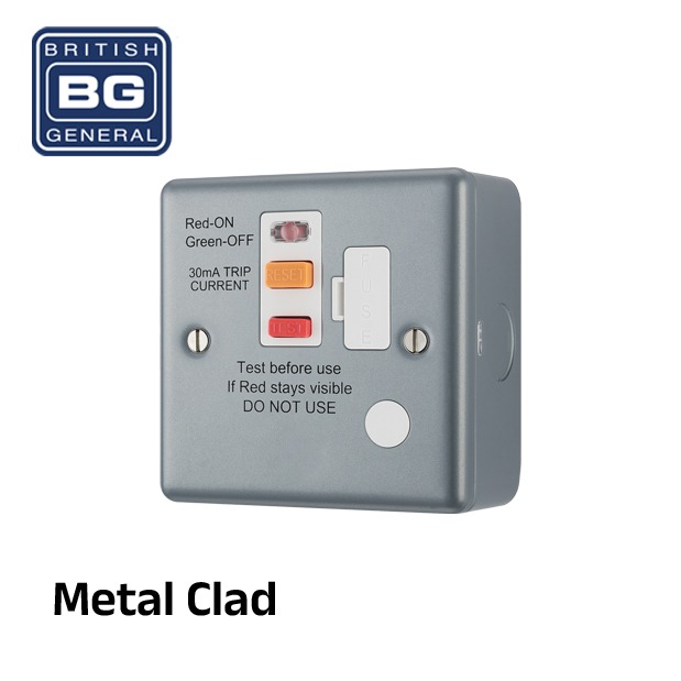 BRITISH GENERAL - Metal Clad MC554RCD IP20 13A RCD防漏電斷路器 帶保險絲 帶指示燈重置開關 ...