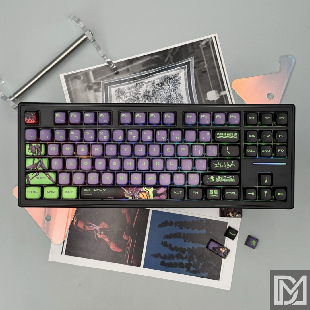 EVA Unit 01 Keycap PBT Dye Sub MDA Purple Shine Thru Keycaps 122pcs Fit ...