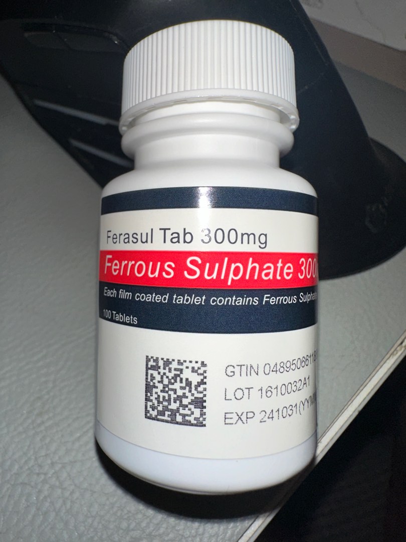Ferrous Sulphate Tablet 300mg 100粒 鐵丸 鐵補充劑, 健康及營養食用品, 健康補充品, 健康補充品 ...