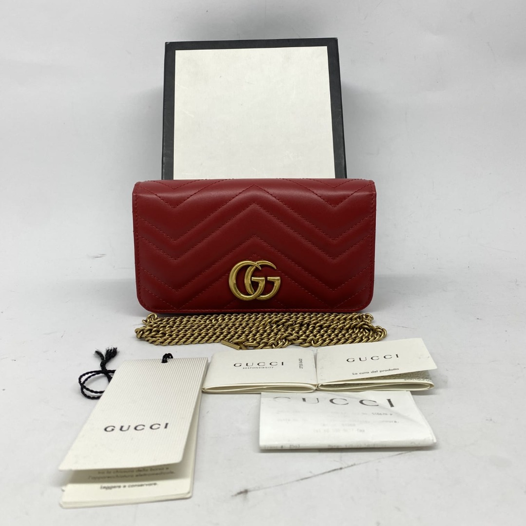 GUCCI GG Marmont Supermini Red Gold Hardware 2022 (18x5x10) comes with ...