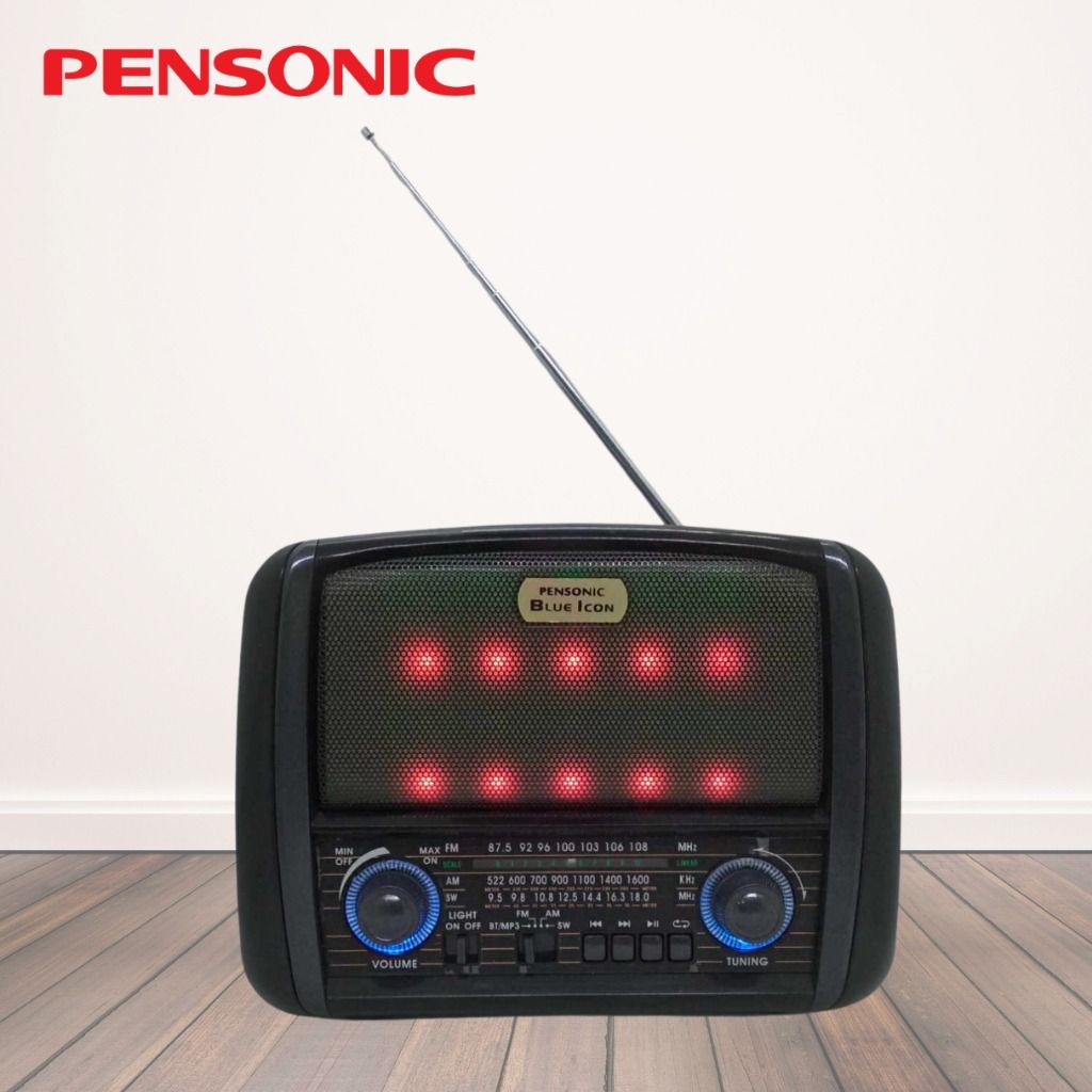 PENSONIC Blue Icon FM/AM/SW 3 Band Radio with Bluetooth/USB/Mp3 Player ...