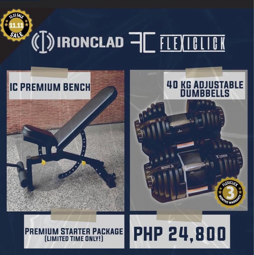PREMIUM BENCH & 40 KG ADJUSTABLE DUMBBELLS, Sports Equipment, Exercise ...