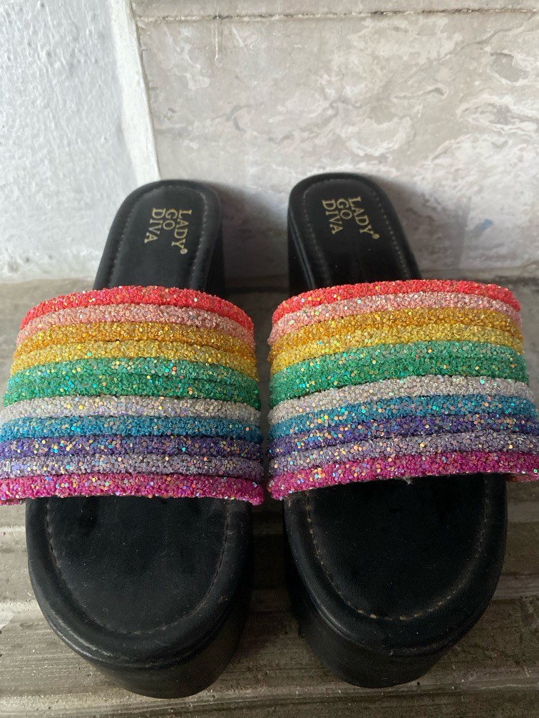 Rainbow Wedge Clog Sandal, Women's Fashion, Footwear, Wedges on Carousell