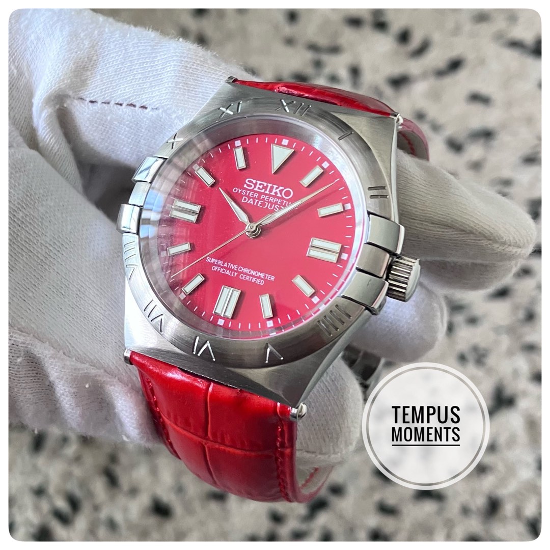 Seiko mod Roman Constellation Ruby Red automatic watch, Luxury, Watches ...