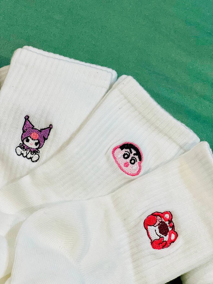 [SG LOCAL]Cute Cartoon(Shin-Chan, Kirby, Kuromi,Lotso) Embroidery Socks ...